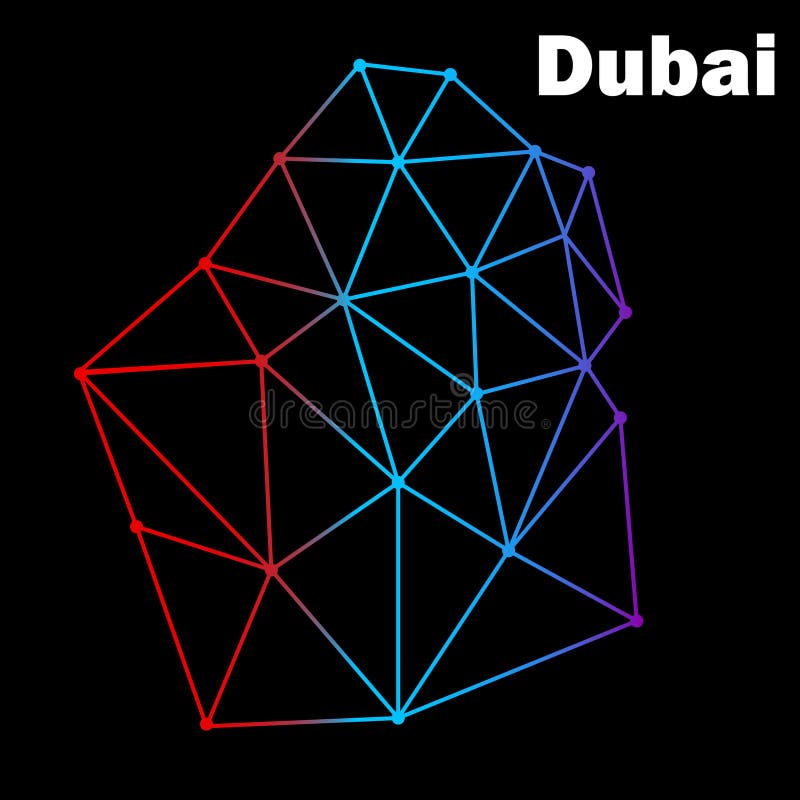 Dubai of Lines and Dots, Mesh Polygonal Network Connections Stock ...