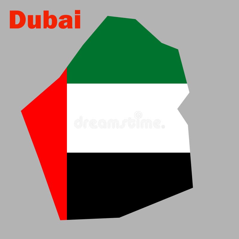 Dubai map in national flag stock illustration. Illustration of graphic ...