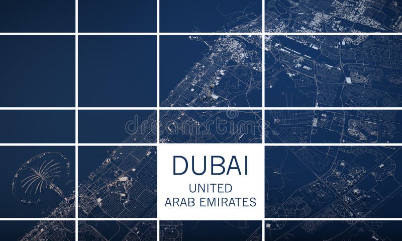 Map of Dubai, Satellite View, United Arab Emirates Stock Photo - Image ...