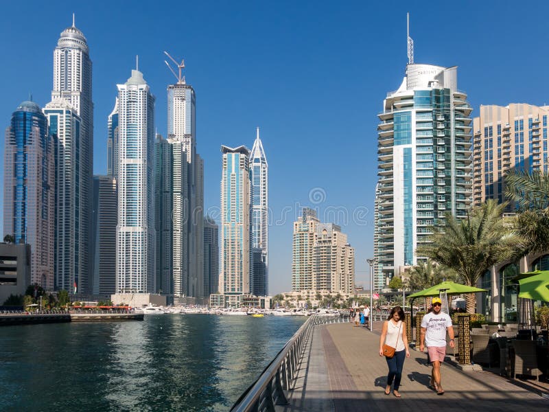 Dubai Marina Walk in the Marina District of Dubai Editorial Image ...