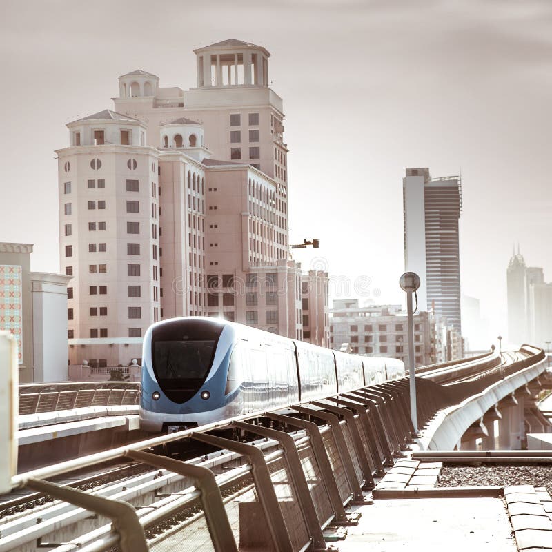 Dubai Metro stock image. Image of buildings, district - 46485367