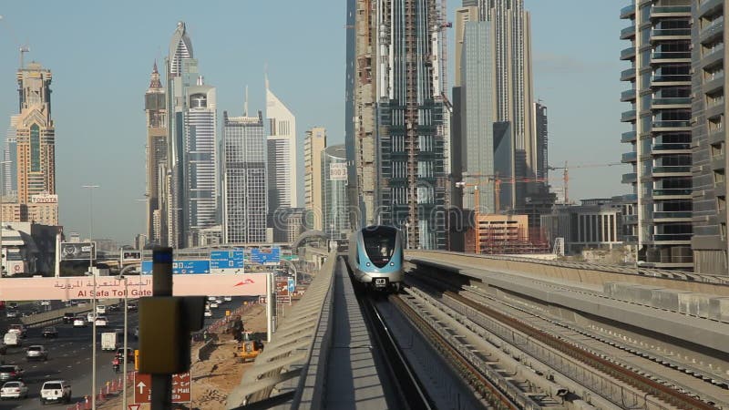 Metro Train on Elevated Concrete Track - Urban Surface Transit. Urban ...