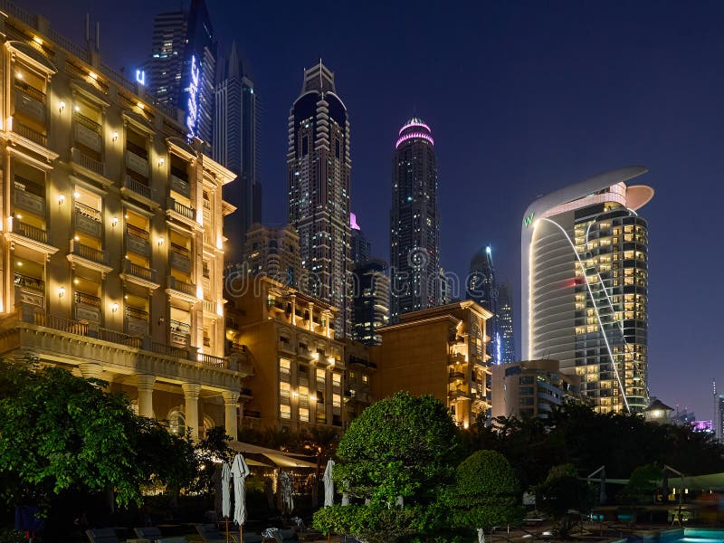Dubai - Modern Architecture at Night Editorial Photo - Image of arab ...