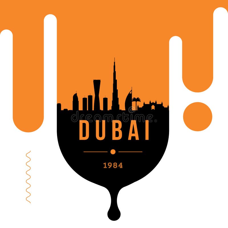 Dubai Modern Web Banner Design with Vector Linear Skyline Stock ...