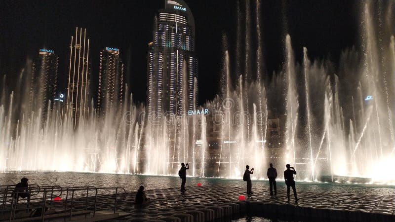 Dubai Night Water Dance Burj Khalifa Editorial Image - Image of dubai ...