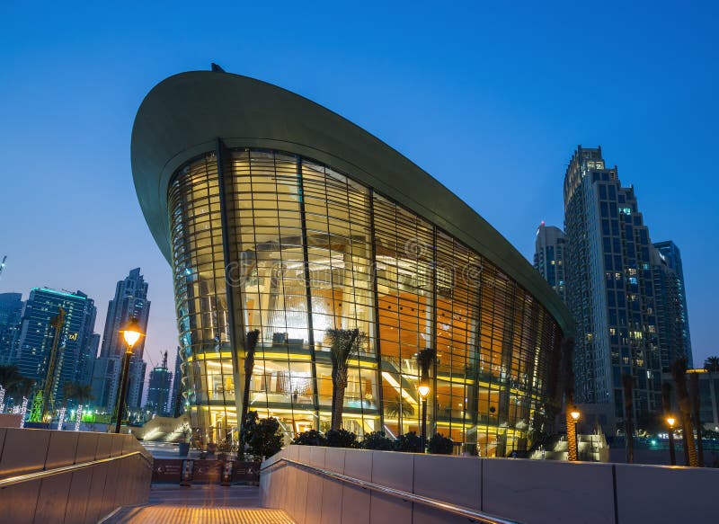 Dubai Opera House at night stock photo. Image of emirates - 107395706