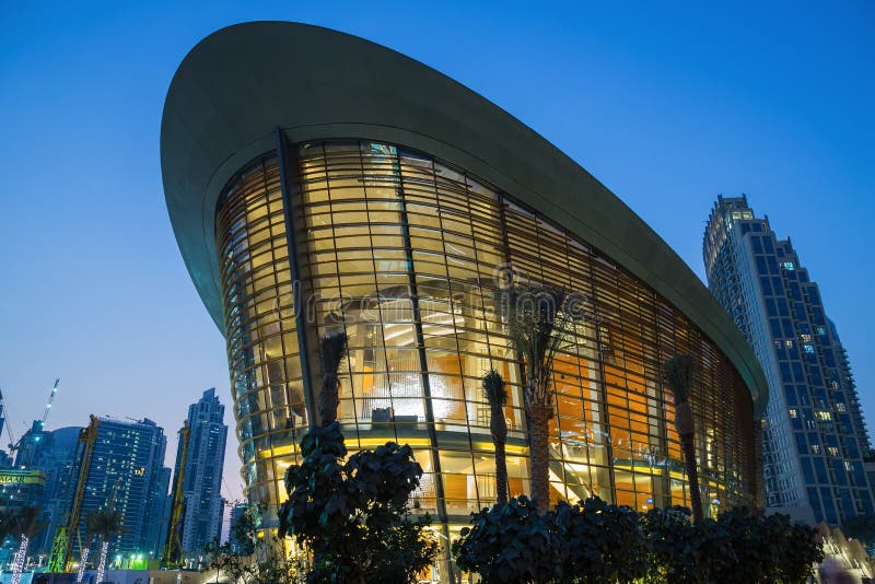 Dubai Opera House at night editorial stock image. Image of expensive ...