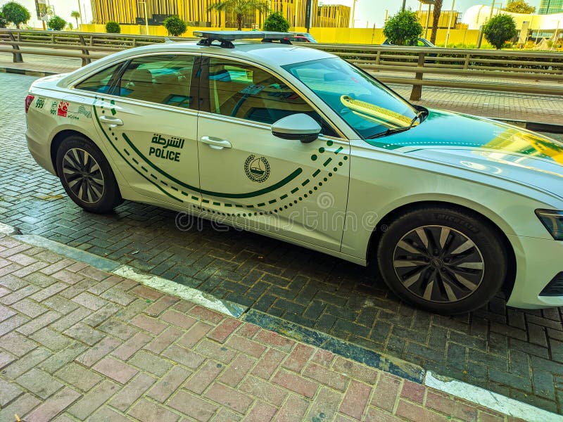 Dubai police car editorial stock photo. Image of road - 233705163
