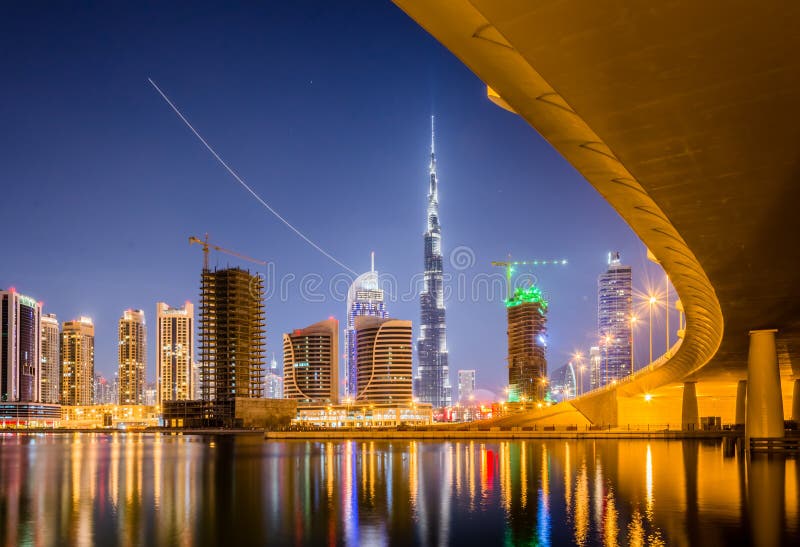 Dubai skyline editorial photography. Image of bright - 41220792
