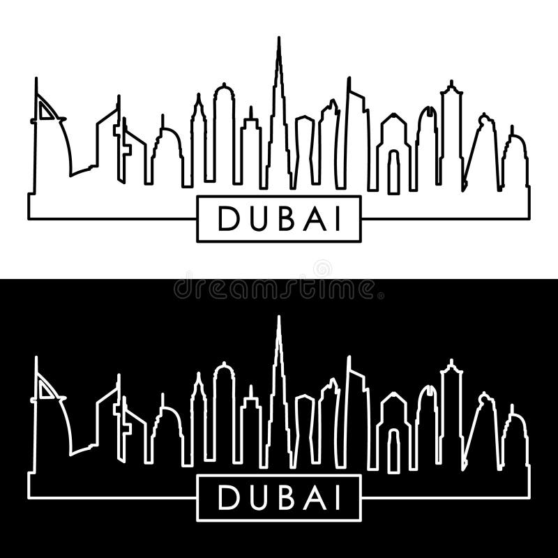 Dubai Linear City Skyline Stock Illustrations – 169 Dubai Linear City ...