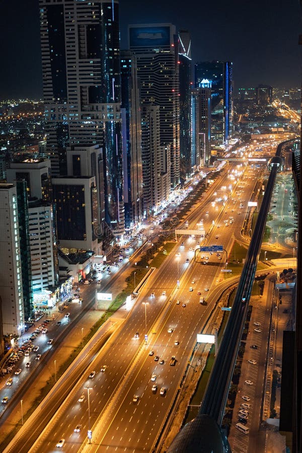 Dubai Skyline in the Night Time, United Arab Emirates Editorial ...