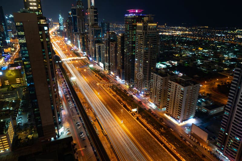Dubai Skyline in the Night Time, United Arab Emirates Editorial Stock ...
