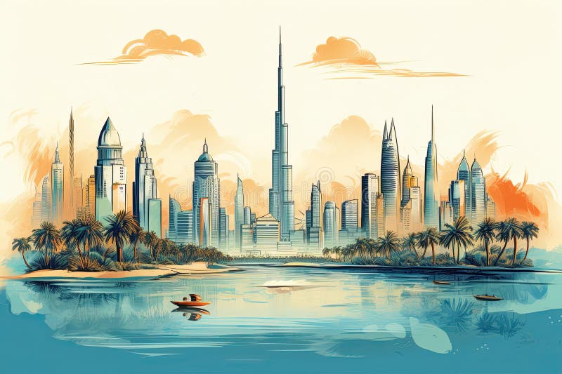 111 Dubai Skyline Sketch Stock Photos - Free & Royalty-Free Stock ...