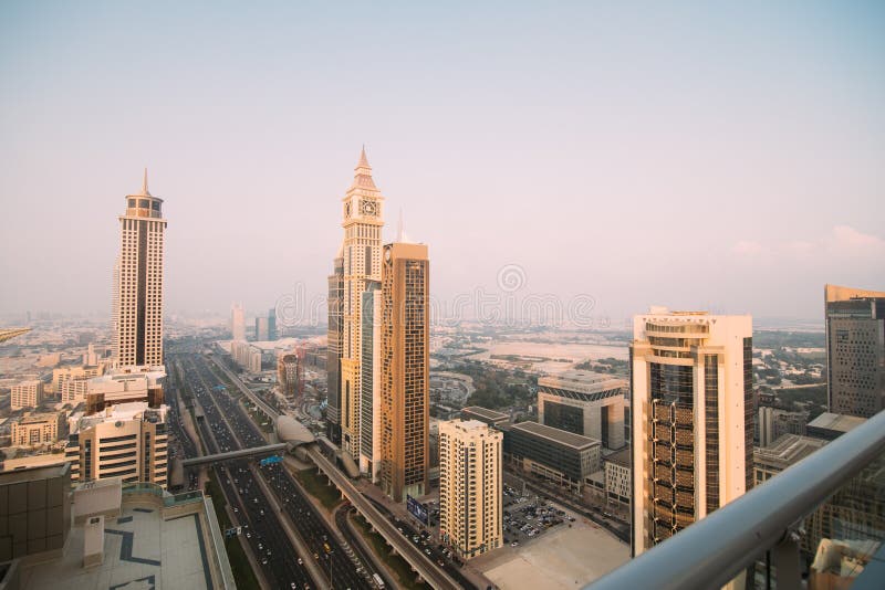 DUBAI, UAE - October, 2018. Dubai Skyline in Sunset Time, United Arab ...