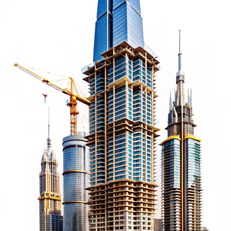 Dubai Skyscraper Under Construction Stock Illustration - Illustration ...