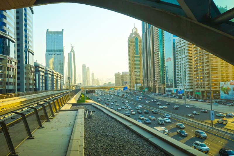 Dubai streets editorial stock photo. Image of city, dubai - 86801073