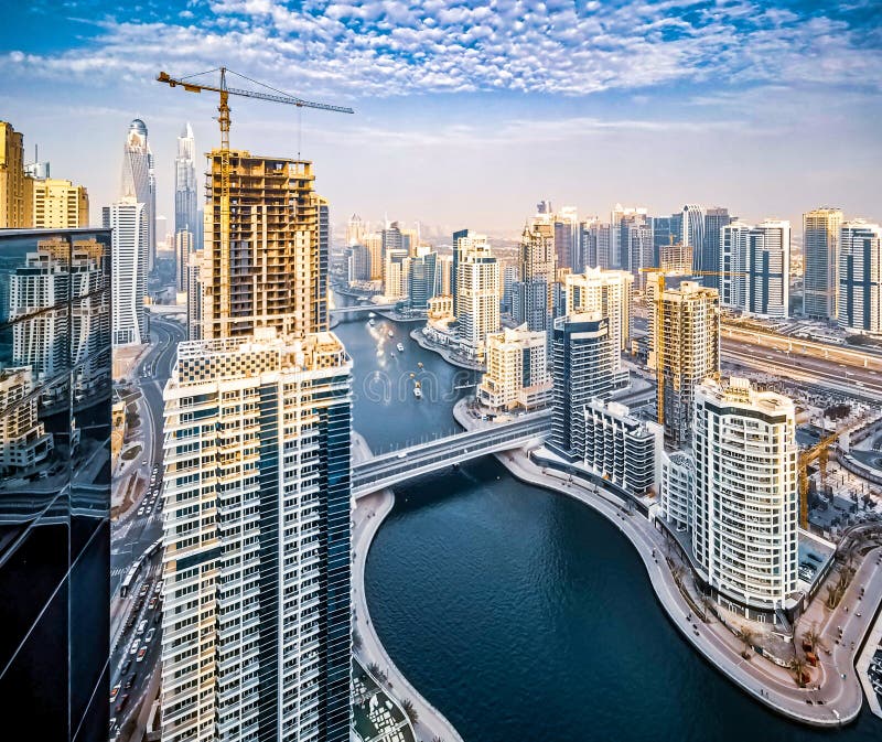 Dubai - UAE: Aerial View of Dubai Marina Skyline. Editorial Stock Image ...
