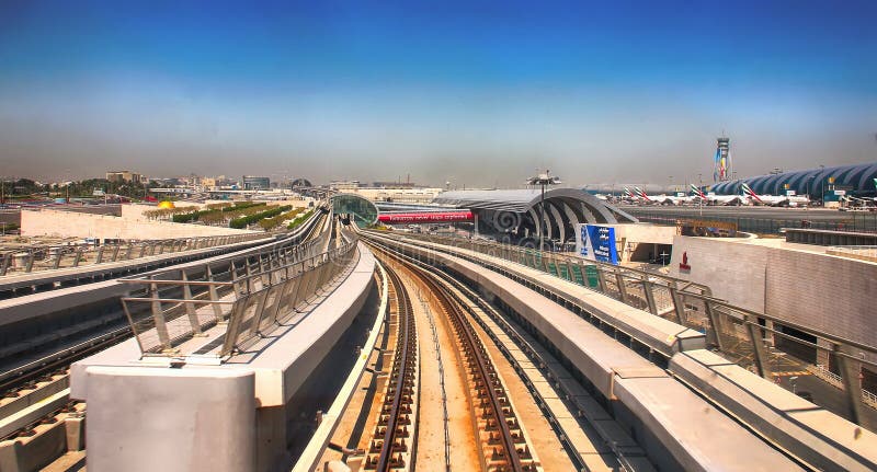 Dubai, UAE - April 7, 2014. Dubai Metro High-speed Rail Network ...