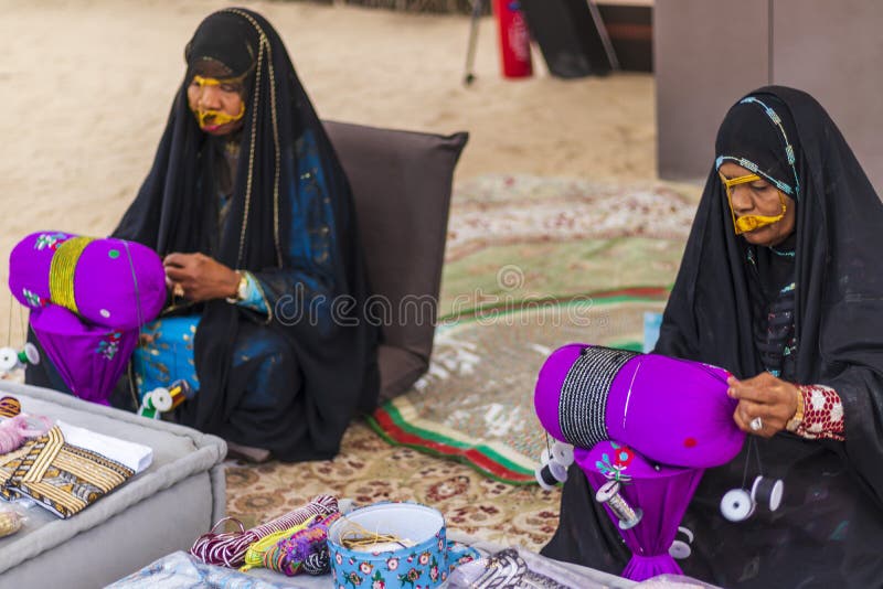 Dubai, UAE - 12.10.2022 - an Arab Women Working on Traditional Craft ...