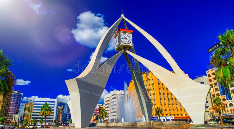 DUBAI, UAE - DECEMBER 11, 2016: Deira Clock Monument in Old Dubai ...