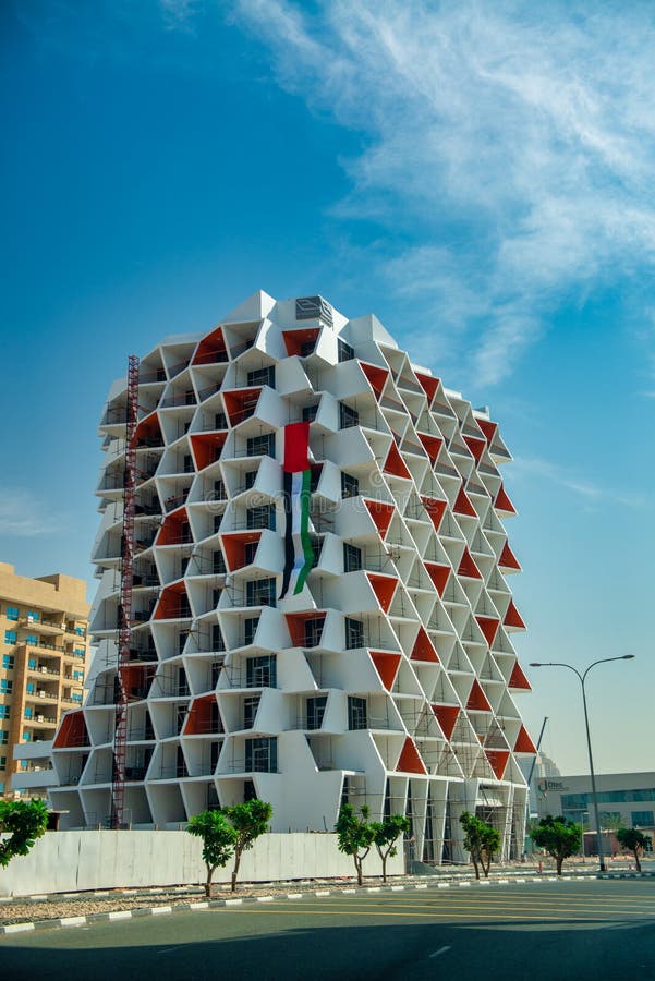 DUBAI, UAE - DECEMBER 3, 2016: Exterior View of Modern City Building in ...