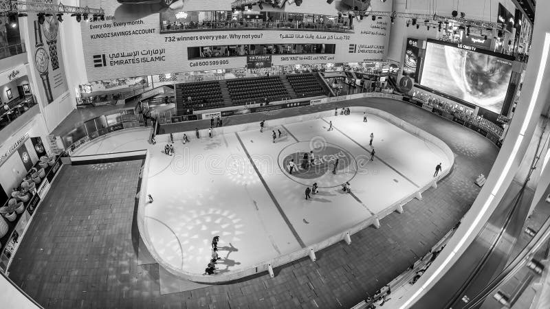 Dubai, UAE - December 11, 2016: View of Ice Skating Rink in Dubai Mall ...