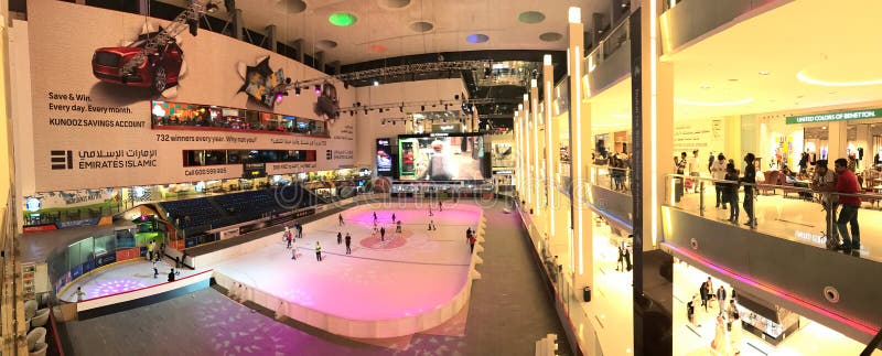 Dubai, UAE - December 11, 2016: View of Ice Skating Rink in Dubai Mall ...