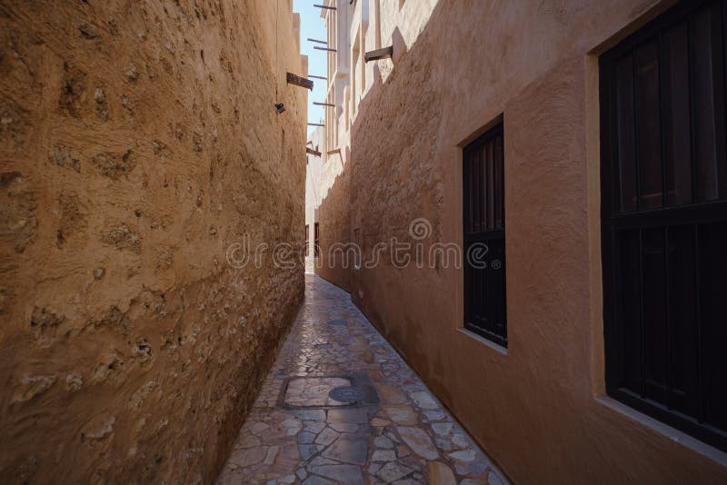 Old Dubai Buildings And Traditional Arabian Street Editorial Image