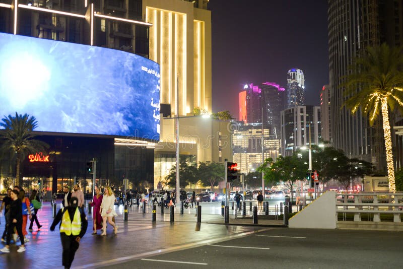 Dubai, UAE, February 10, 2023 Dubai Streets at Night. Editorial ...