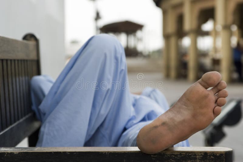 Dubai UAE Man Taking Rest on Park Bench Along Boardwalk in Bur Dubai ...