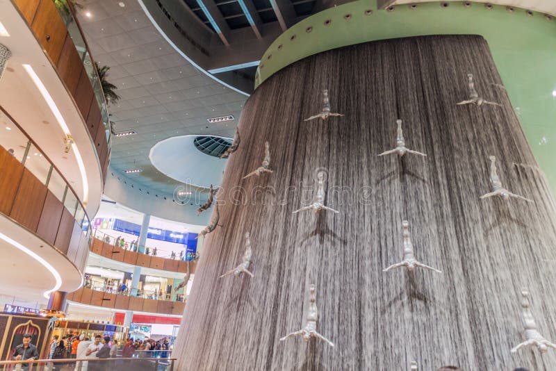 Human Waterfall. Divers Waterfall in Dubai Mall, View Fron the Upper ...
