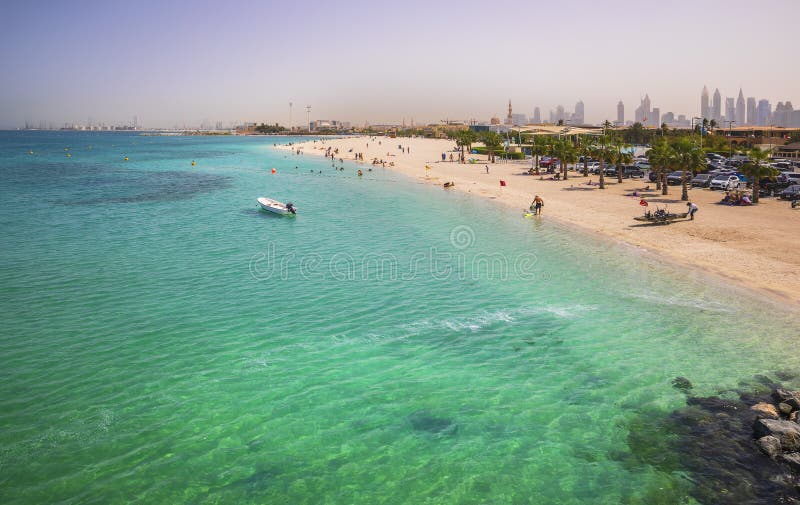 One of the Beaches of Dubai Editorial Image - Image of palms, outdoors ...