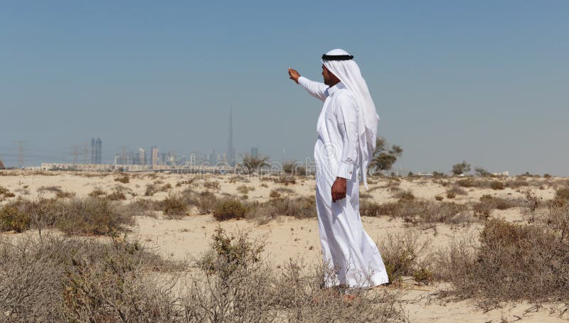 Arab Man Stands in the Desert Editorial Photography - Image of ...