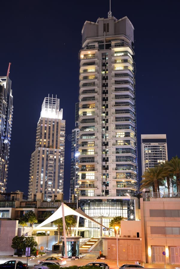 The Night Illumination of Dubai Marina Editorial Image - Image of park ...