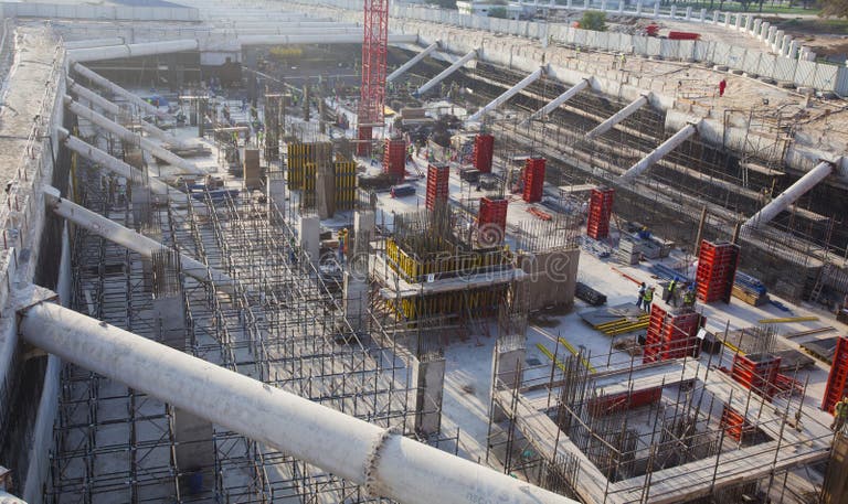 Construction Site for Big Building Foundation, Dubai Editorial ...