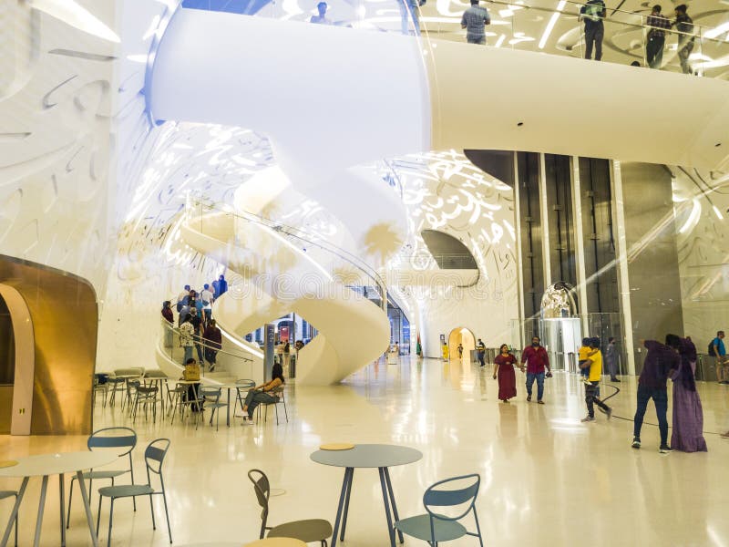 Dubai, UAE - 10.02.2022 - Visitors Inside of the Museum of the Future ...