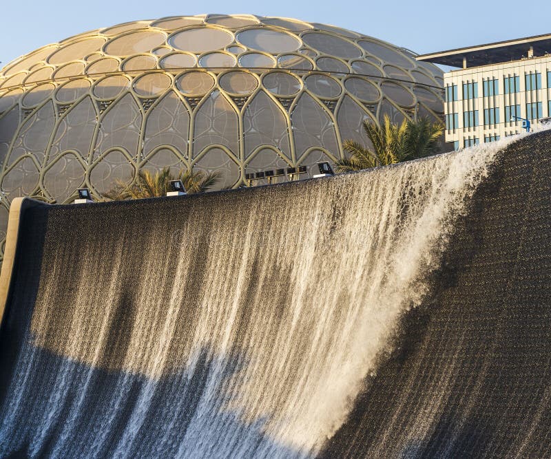 Dubai, UAE - 10.20.2021 Water Feature at Mobility District of EXPO 2020 ...