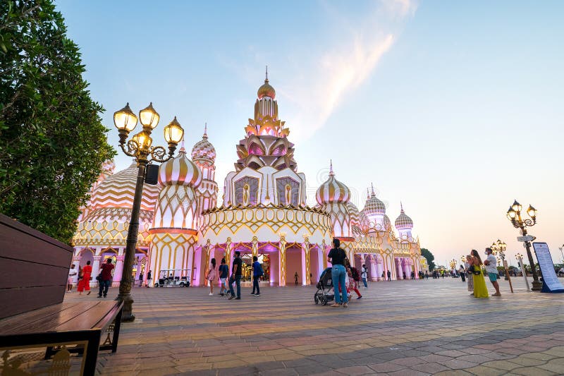Dubai, United Arab Emirates - April 4, 2022: Global Village Entrance in ... Dubai, United Arab Emirates - April 4, 2022: Global Village Entrance in ...