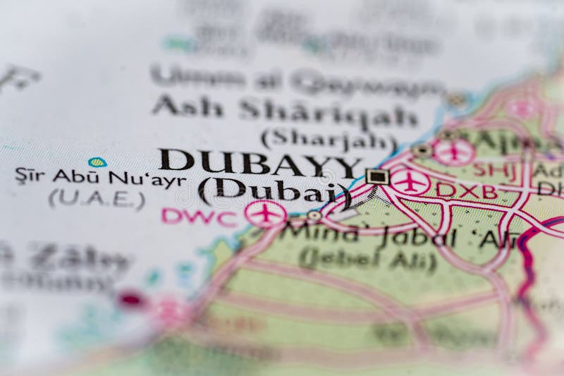 Dubai, United Arab Emirates Highlighted on a World Map Stock Photo ...