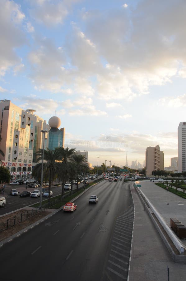 Dubai View with Skyline and Evening Sky Editorial Image - Image of ...
