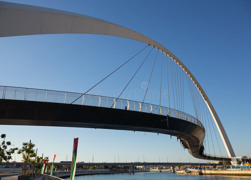 Dubai Water Canal Arch Bridge Stock Image - Image of channel, scene ...