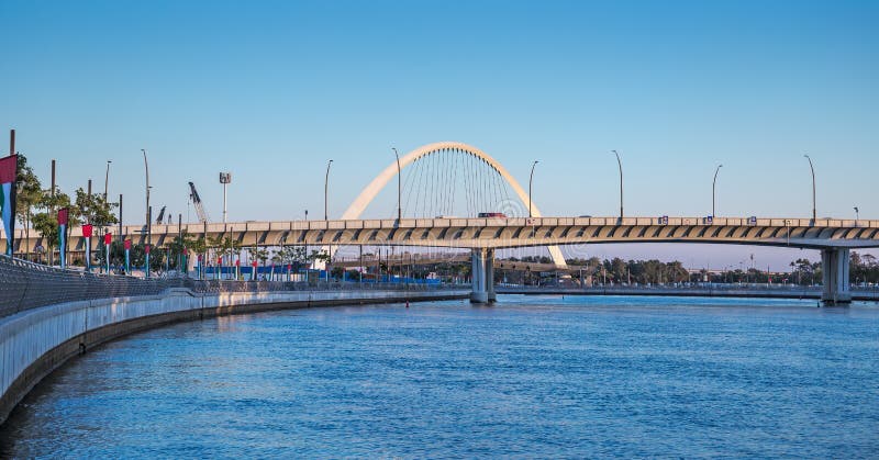 Dubai Water Canal Arch Bridge Stock Photo - Image of arch, district ...