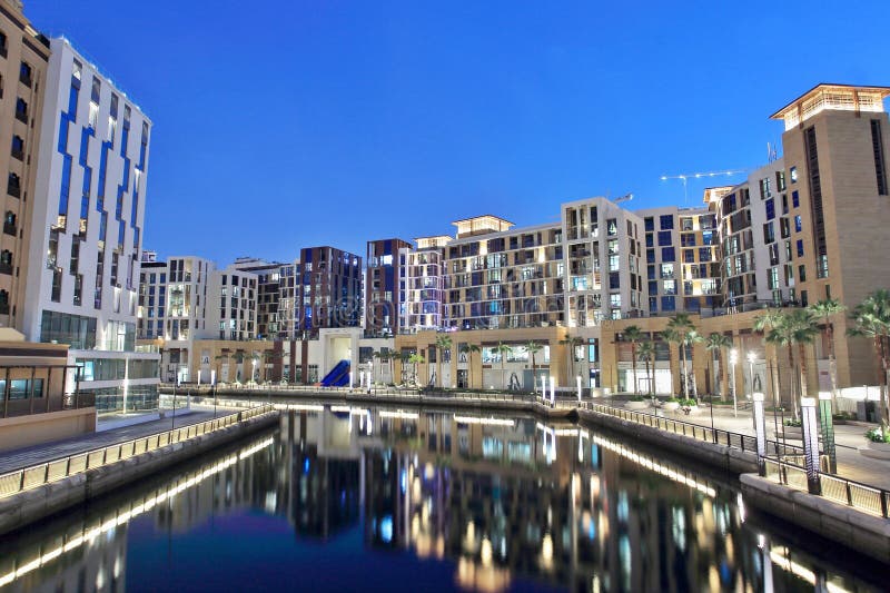 Dubai Wharf waterfront editorial photography. Image of modern - 311977382
