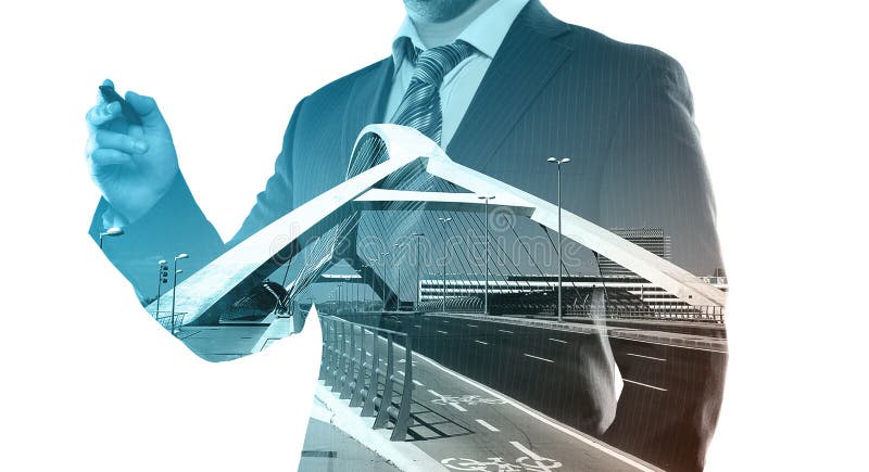 Dubbel Exponering Av Affärsmannen Fotografering för Bildbyråer - Bild ...