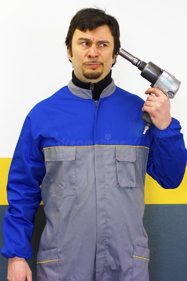 Dubious Worker stock photo. Image of elusive, machine - 13170040