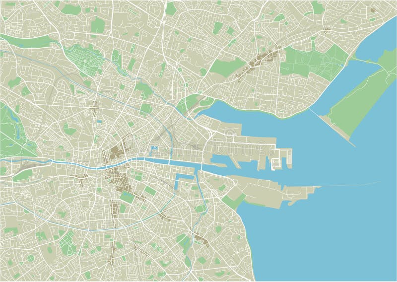 Vector city map of Dublin. stock vector. Illustration of park - 188023931