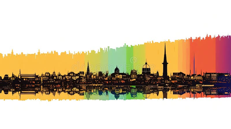 Dublin Ireland City Colorized Skyline Silhouette Artwork Stock ...
