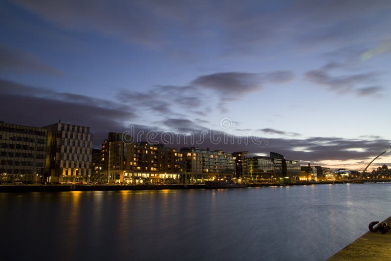 Dublin City at Night stock image. Image of sunset, clouds - 11472595
