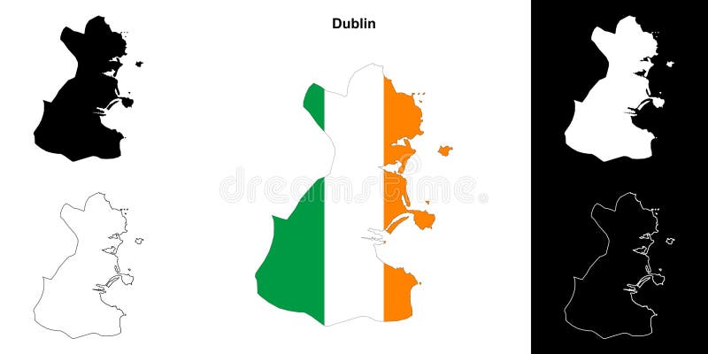 Dublin outline map stock vector. Illustration of boundary - 323666820