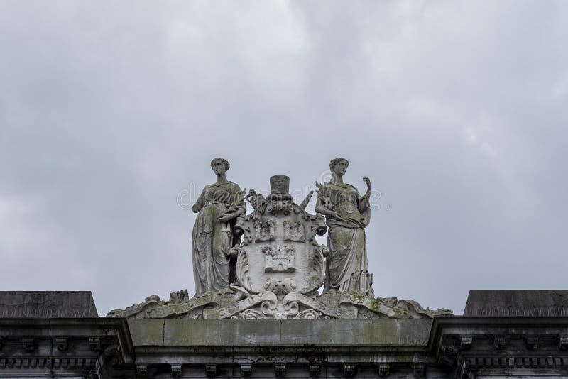 Dublin Crest on an Old Building. Town Logo of Irish Capital Stock Photo ...